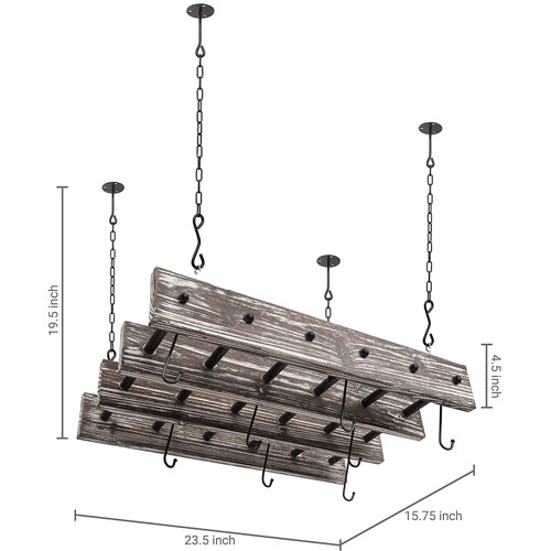 Gracie Oaks Ceiling Mounted Wooden Hanging Pot Rack & Reviews | Wayfair