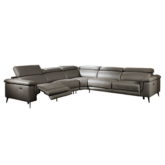 Orren Ellis Philippa 5 - Piece Leather Power Reclining Sectional ...