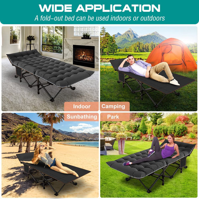 JTANGL Portable Travel Camp Cots With Pearl Cotton Pad For Home/Office ...