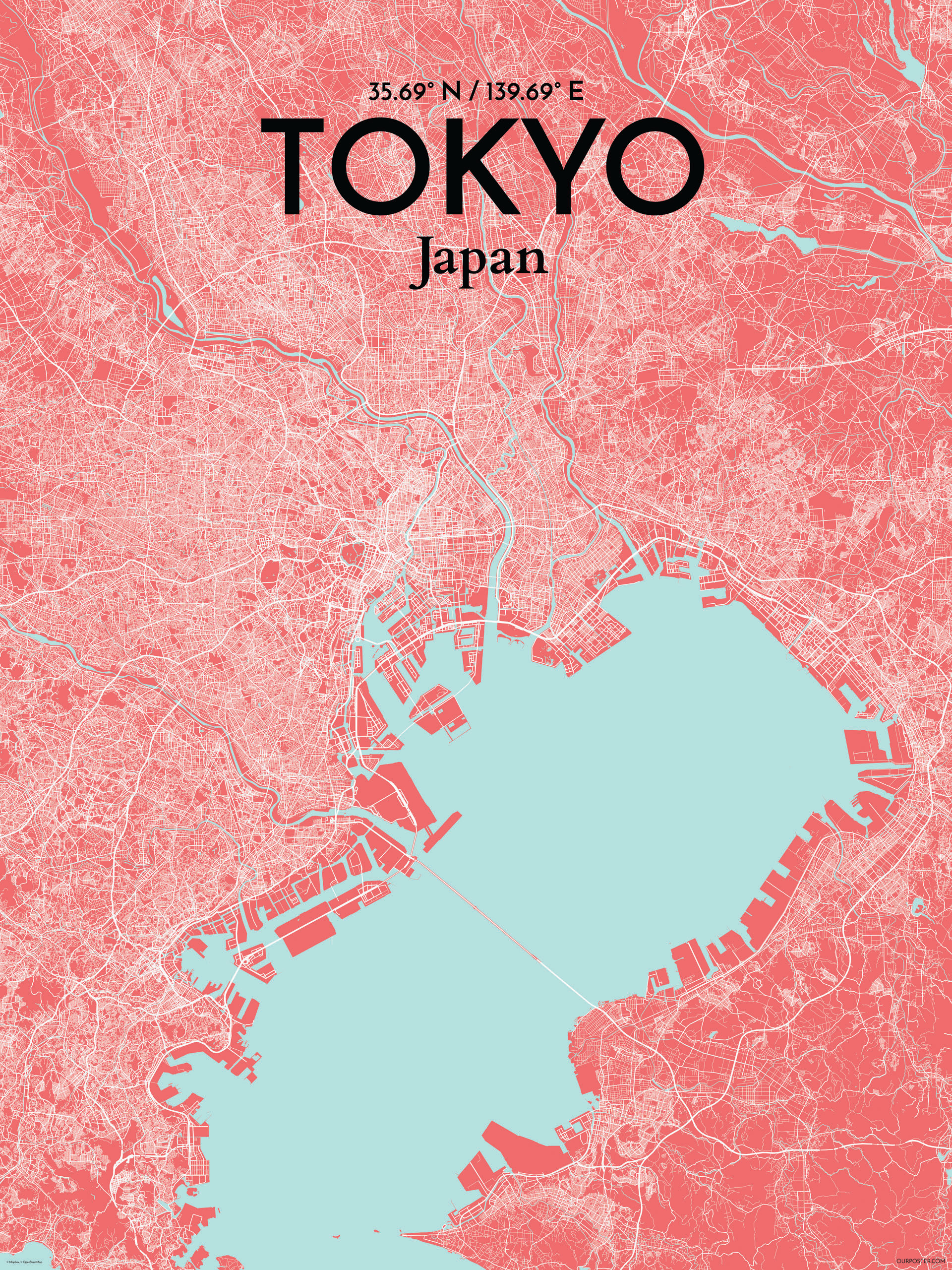 OurPoster.com Tokyo City Map - Panoramic Graphic Art | Wayfair