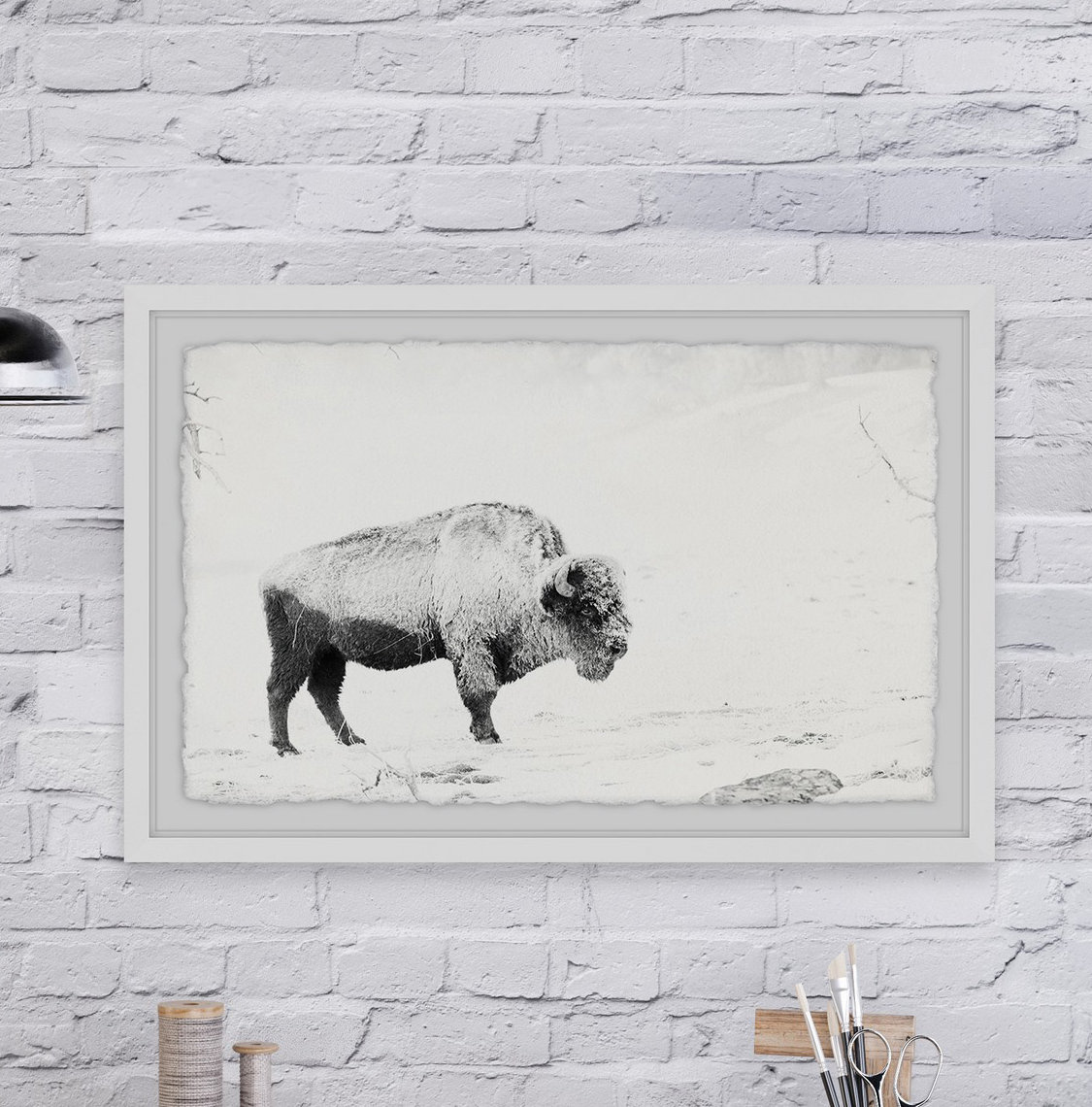 Union Rustic Grazing Bison - Picture Frame Photograph | Wayfair