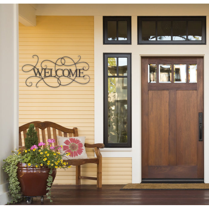 Rosalind Wheeler Elegant Scrolled Welcome Wall Decor & Reviews | Wayfair