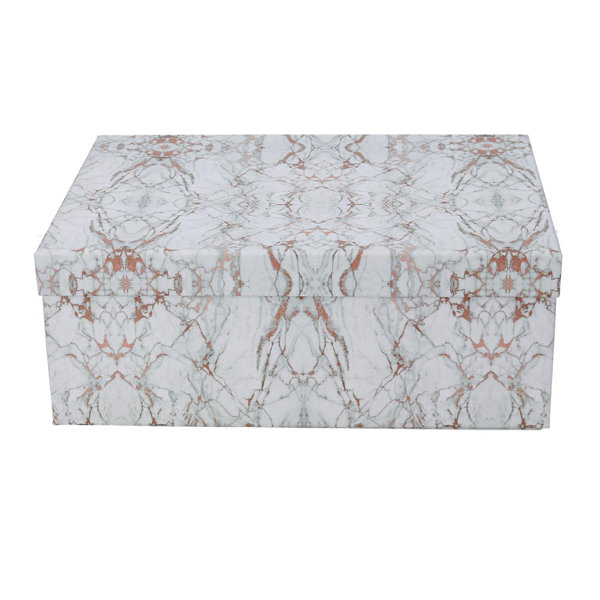 Ivy Bronx Cardboard Box 1-10 Faux Marble Gray Rectangular Cm43X35H16.5 ...