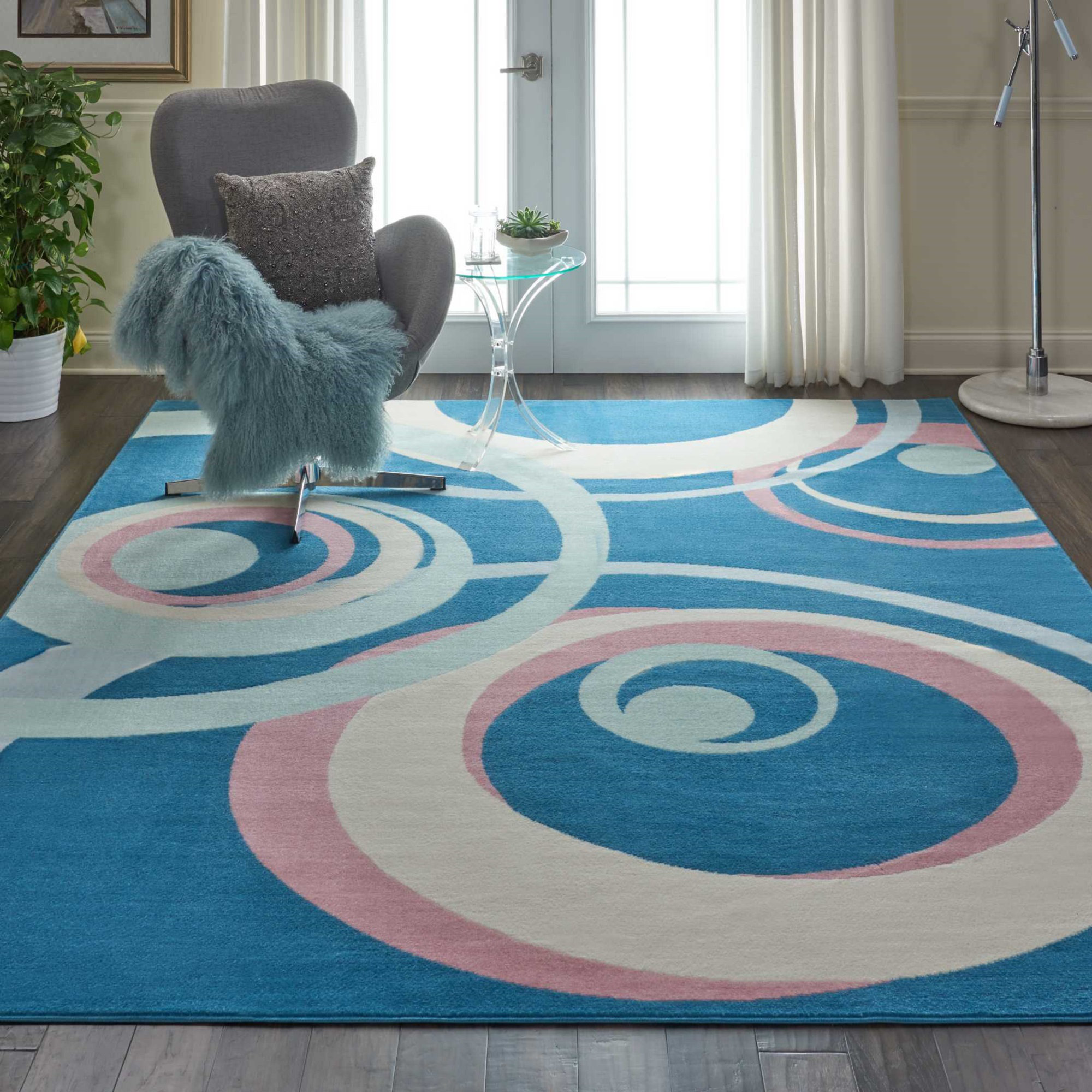 Wrought Studio Lindall Performance Blue/Pink Rug & Reviews | Wayfair