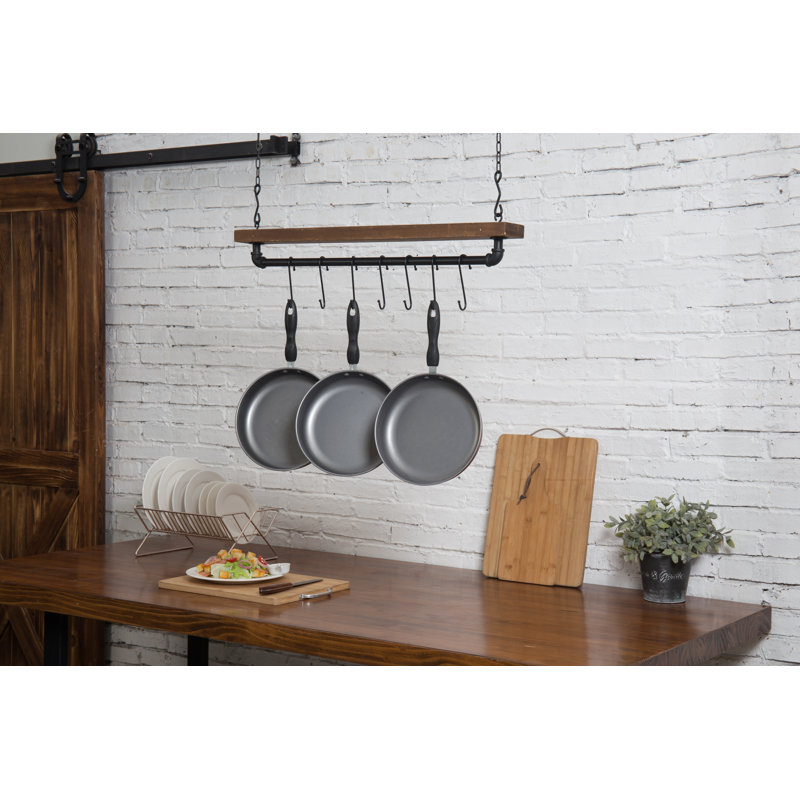 Williston Forge Ceiling Mounted Hanging Pot Rack With 8 S-Hooks ...