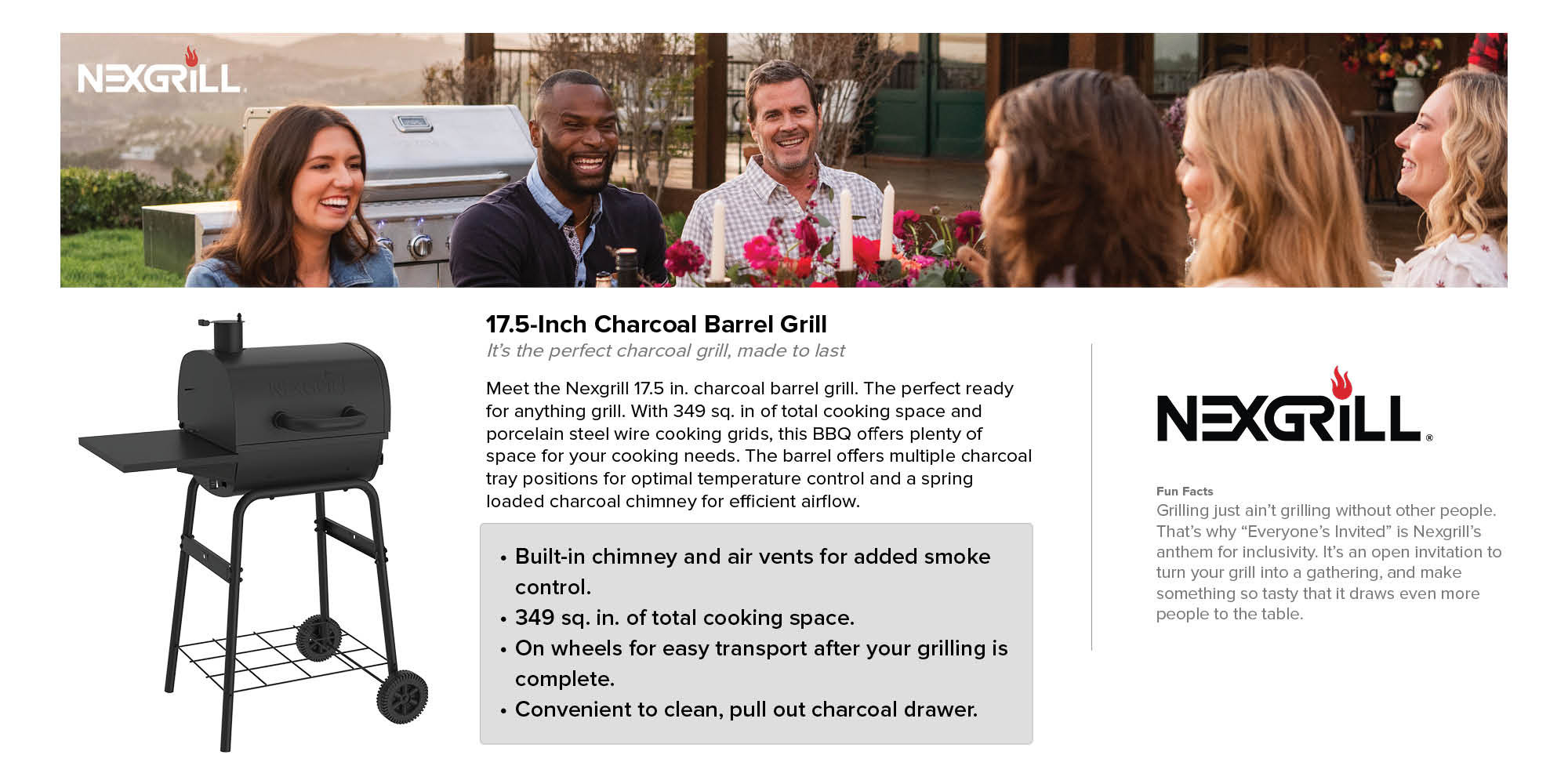 Nexgrill 17.5" Barbecue Barrel Charcoal Grill - Wayfair Canada