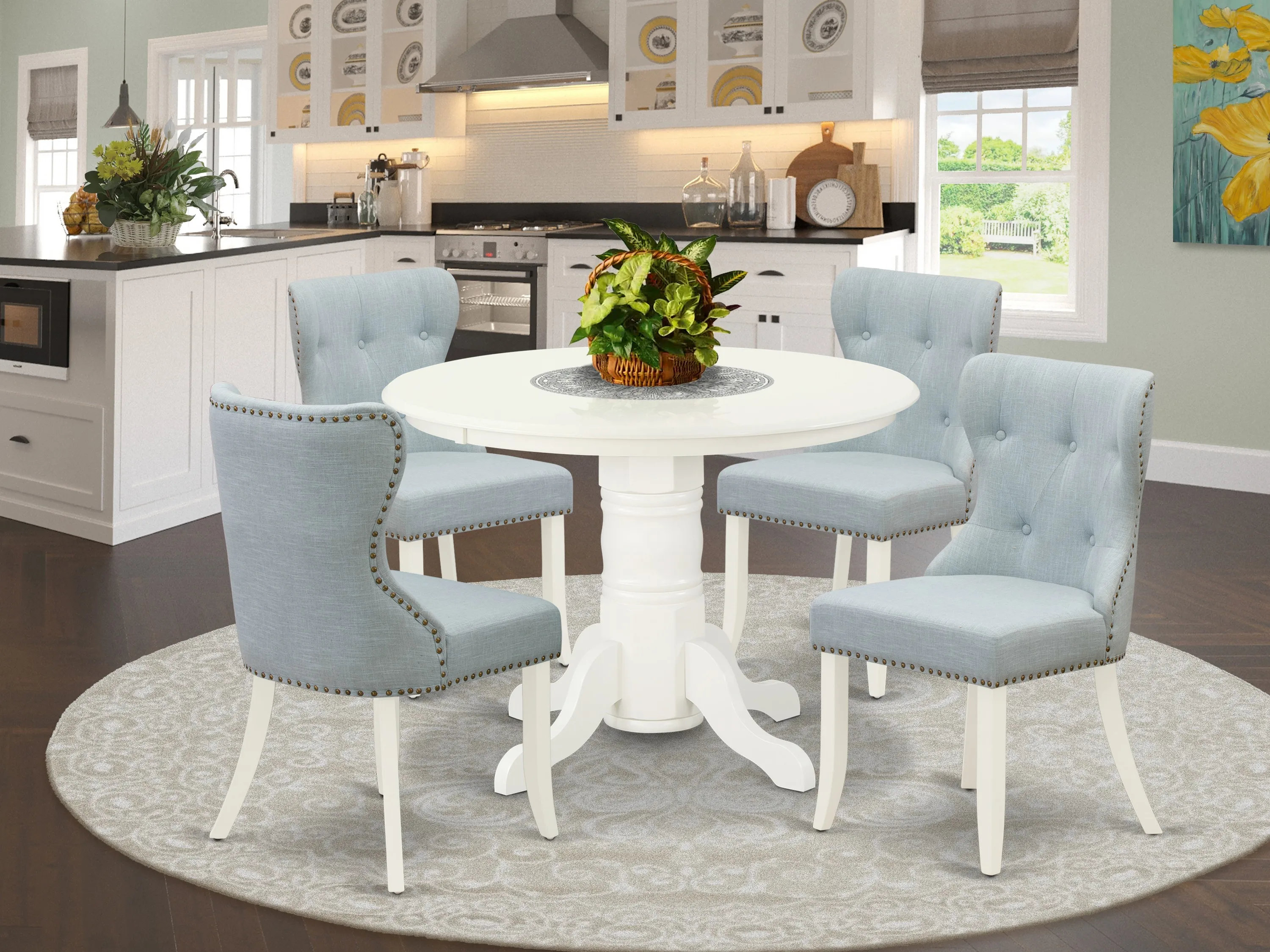 East West 4 - Person Solid Wood Dining Set | Wayfair