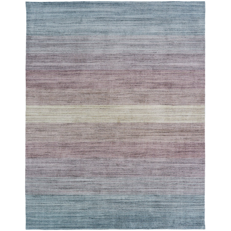 Highland Dunes Macclesfield Ombre Hand Loomed Wool/Silk Pink/Blue Area ...