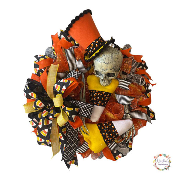 The Holiday Aisle® Halloween Skull and CandyCorn | Wayfair