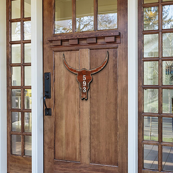 Designocracy Cow Bison Buffalo Skull House Door Mailbox Address Number ...