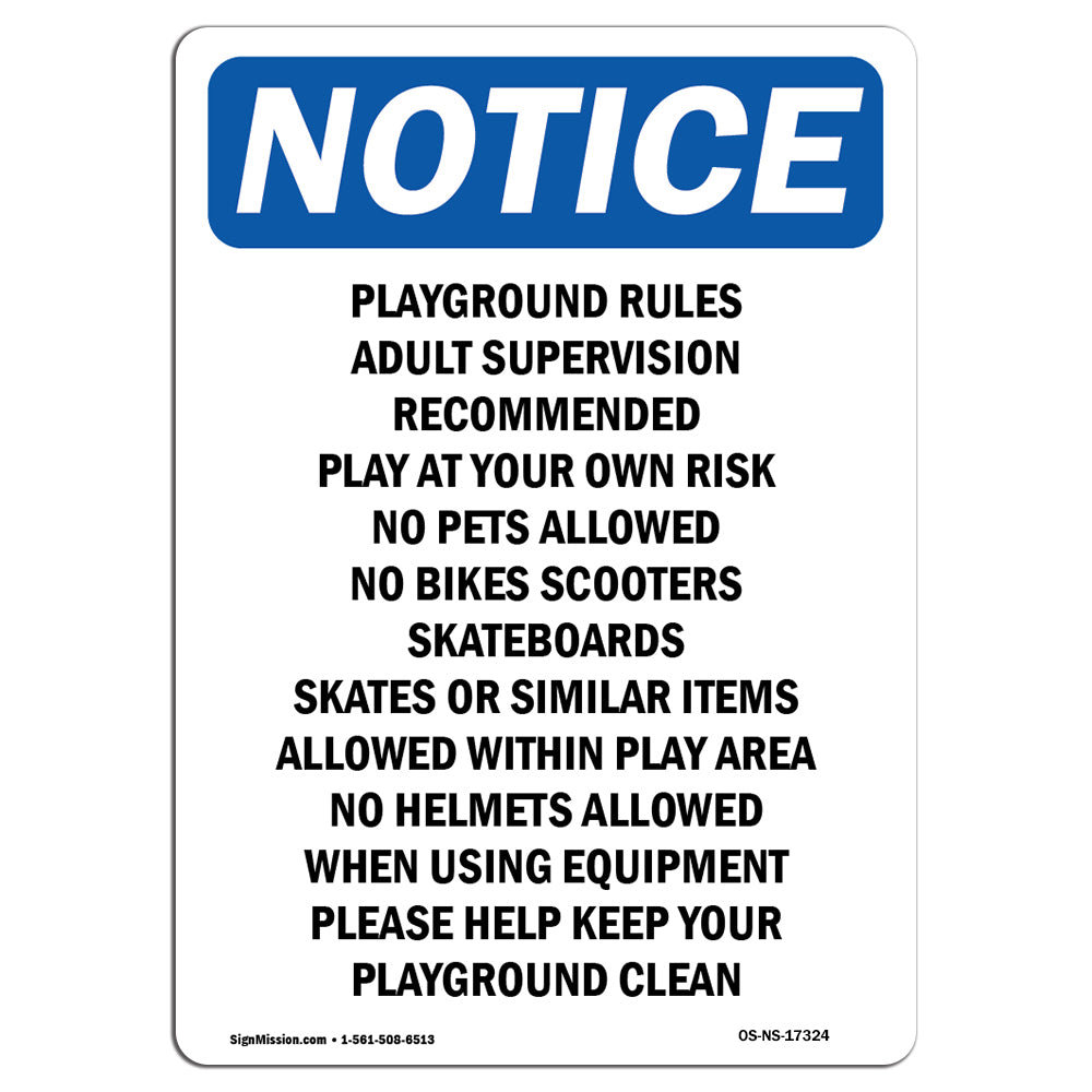 SignMission Playground Rules Adult Supervision Sign | Wayfair