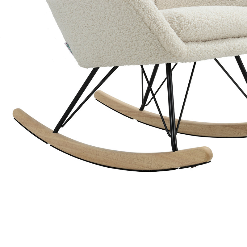 Hykkon Django 73Cm Cashmere Upholstered Rocking Chair With Seat Cushion ...