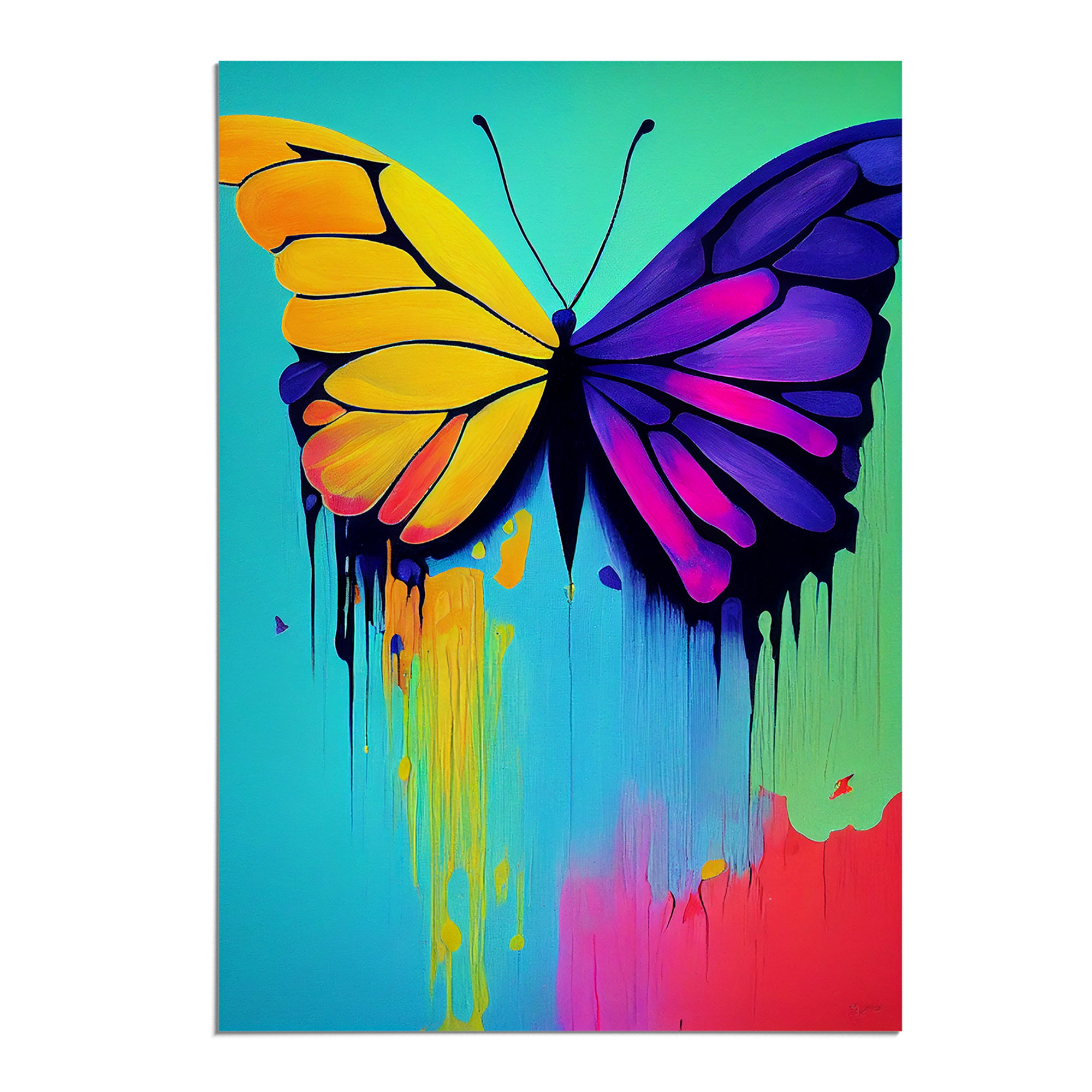 Brambly Cottage Butterfly With Dripping Paint No.1 - Graphic Art ...
