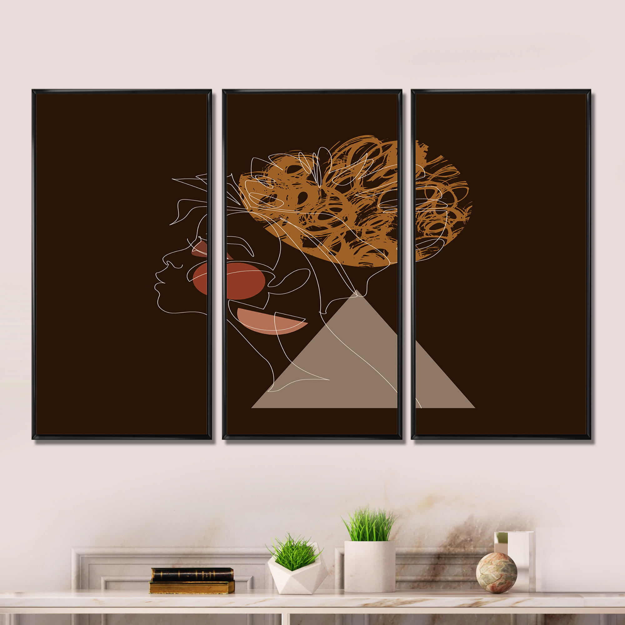 Corrigan Studio® Black Woman Afro Portrait One Line Art II - Glam ...