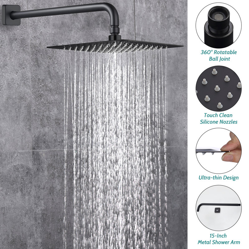 G-Promise 10" Rainfall Shower Head Complete Shower System with Rough-in ...