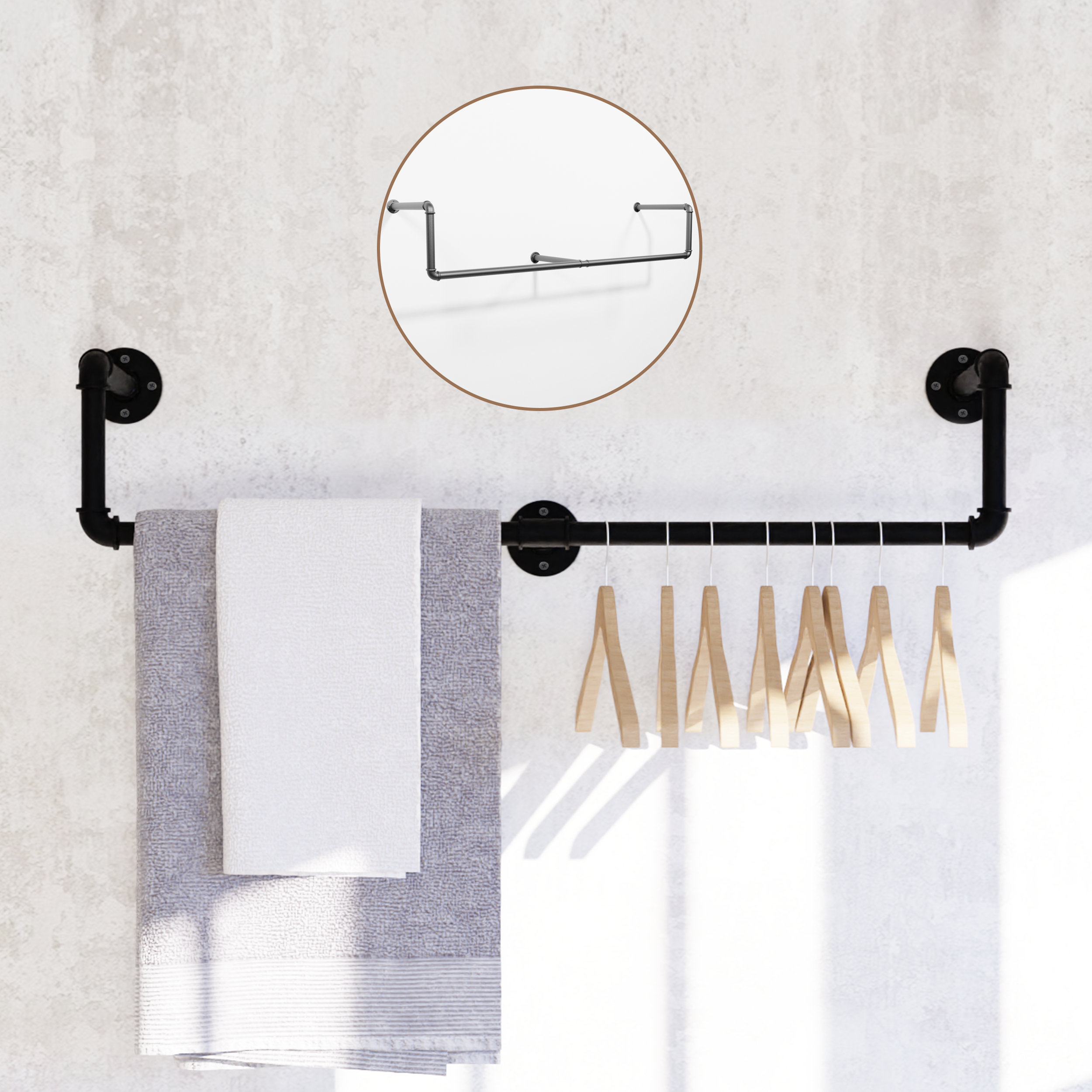 Rebrilliant Horstmar 39.3'' Wall Mounted Clothes Rack | Wayfair