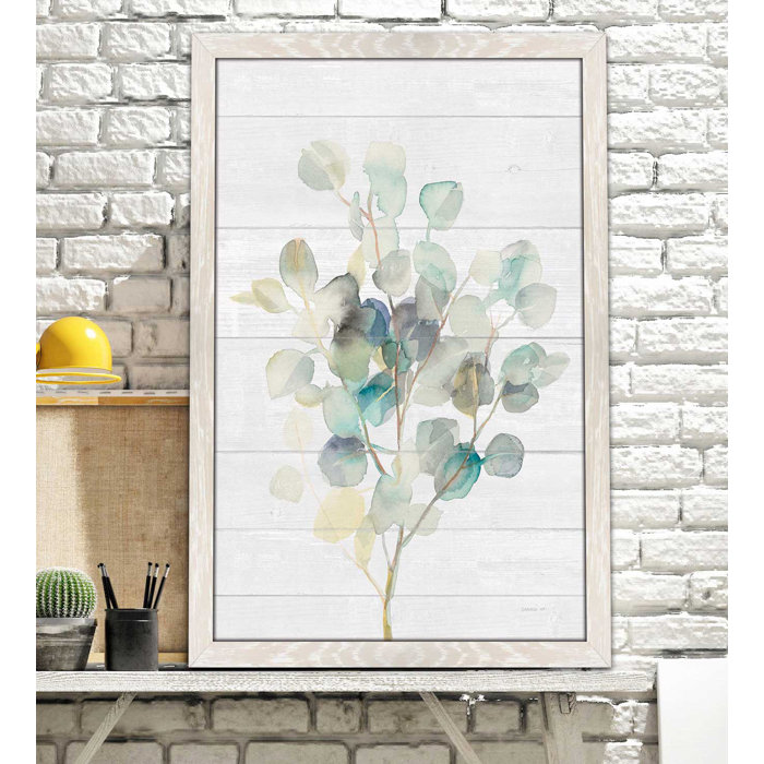 Gracie Oaks Eucalyptus III On Shiplap - Picture Frame Print | Wayfair
