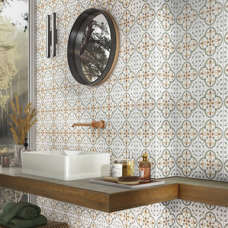 Merola Tile Revival 4" x 4" Ceramic Patterned Wall & Floor Tile ...
