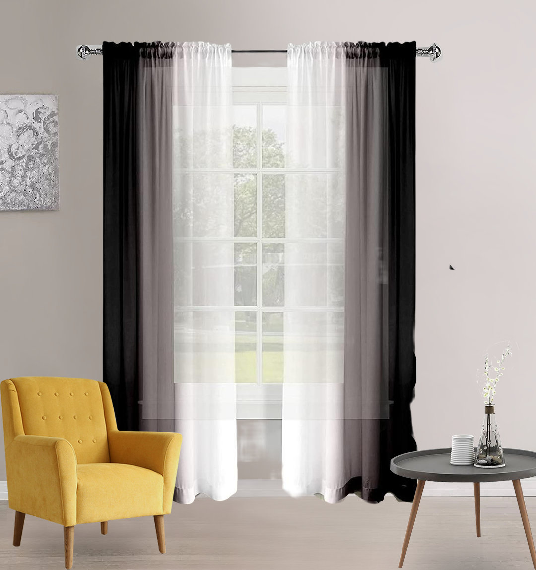 Ebern Designs Itko Chiffon Sheer Curtain Pair | Wayfair