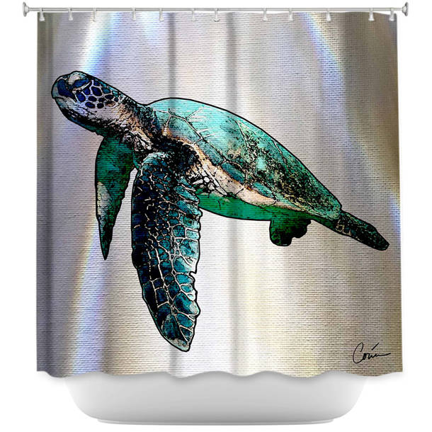 Highland Dunes Hulsey Sea Turtle Single Shower Curtain & Reviews | Wayfair