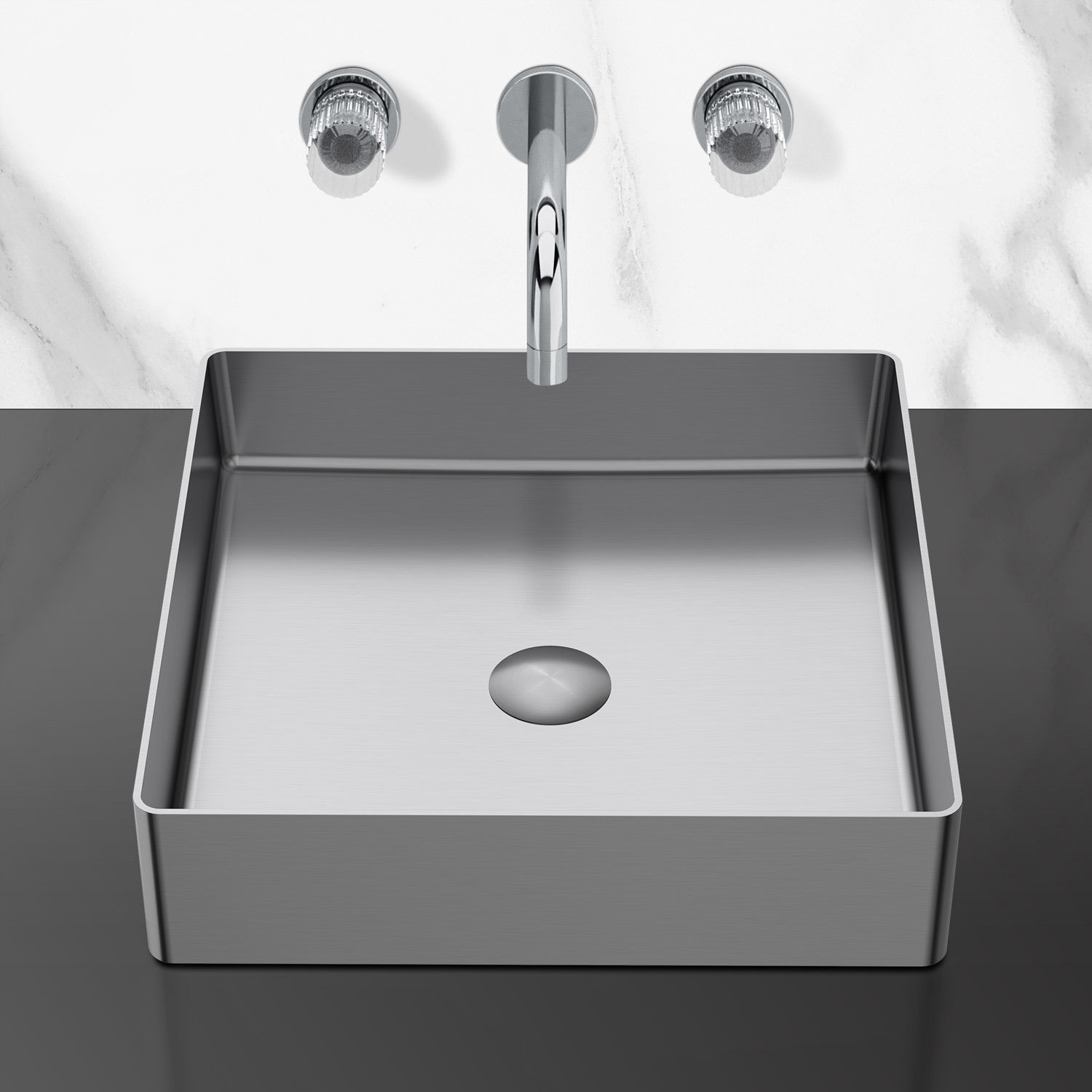 MaestroBath Stainless Steel Square Bathroom Sink | Wayfair