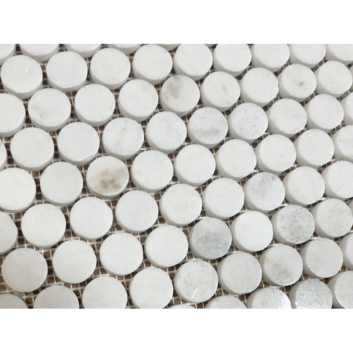 Bloom Stone 1" x 1" Marble Penney Round Mosaic Wall & Floor Tile ...