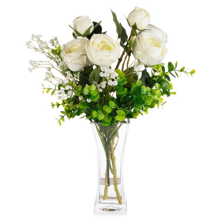 Primrue Leary Roses Floral Arrangement or Centerpiece in Vase | Wayfair