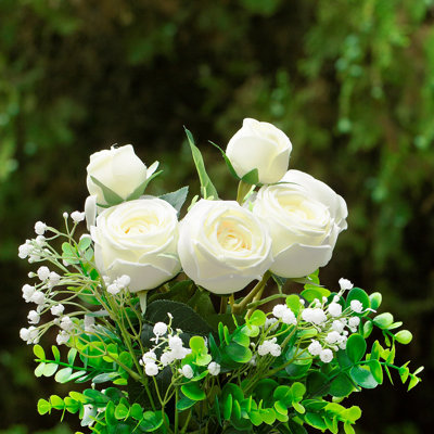 Primrue Leary Roses Floral Arrangement or Centerpiece in Vase | Wayfair