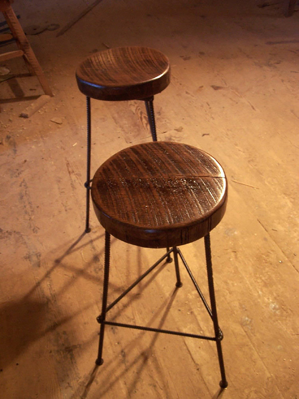 The Strong Oaks Woodshop 3 Leg Rebar Factory Bar & Counter Stool | Wayfair