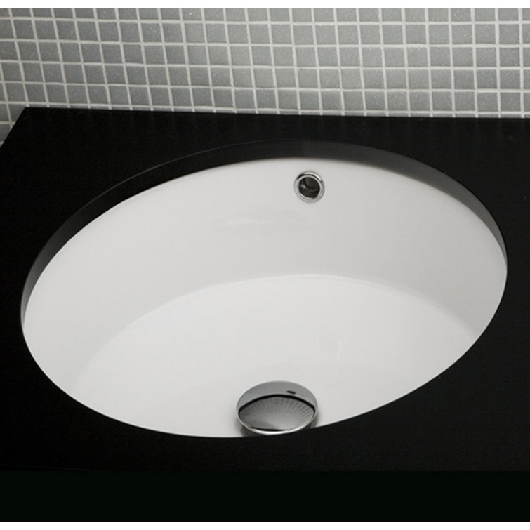 LACAVA Twin Set 16'' White Porcelain Circular Undermount Bathroom Sink ...