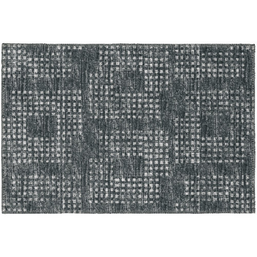 Corrigan Studio® Contemporary Black Houndstooth 5'' X 7''6" Area Rug ...