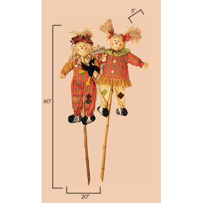 The Holiday Aisle® 2 Piece Scarecrow on Pole Garden Stake Set & Reviews ...