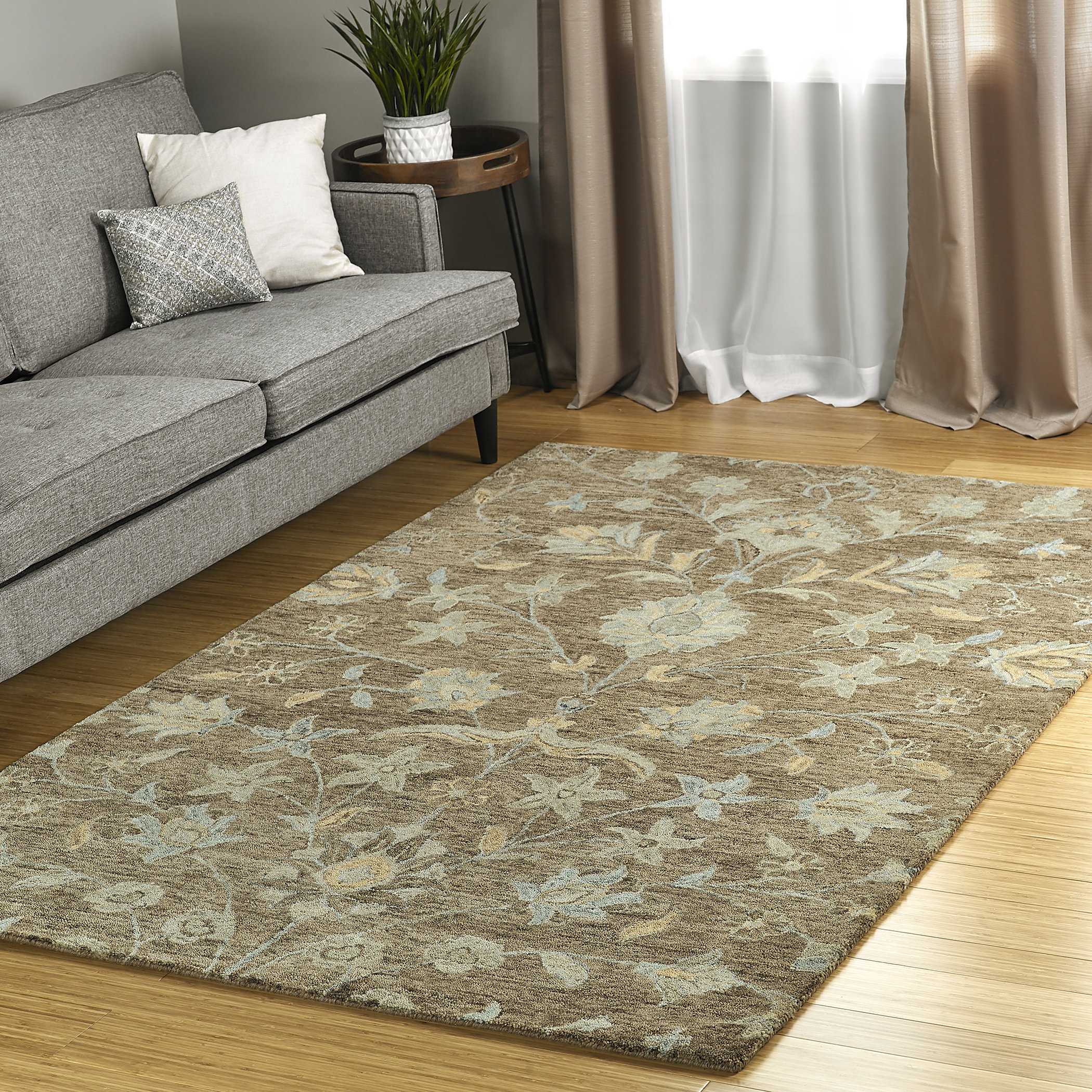 Charlton Home® Aileigh Handmade Wool Brown/Green Rug & Reviews | Wayfair