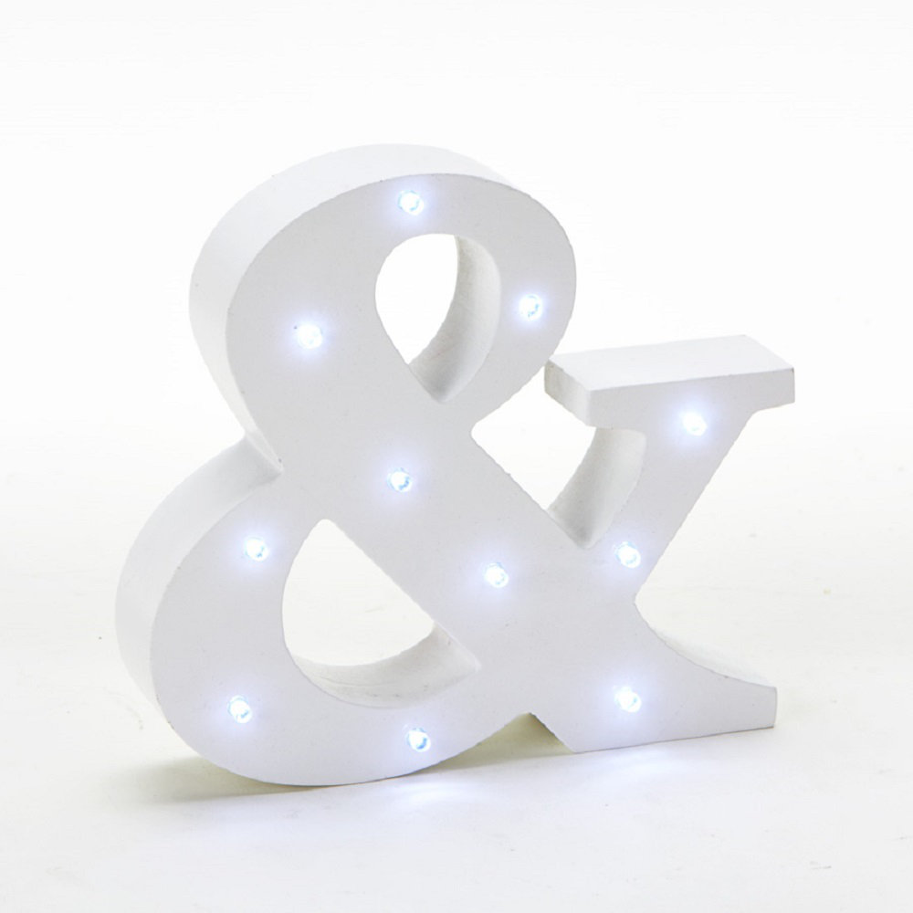 Latitude Run® Mkhitar Wooden LED Freestanding Ampersand & Letter Block ...
