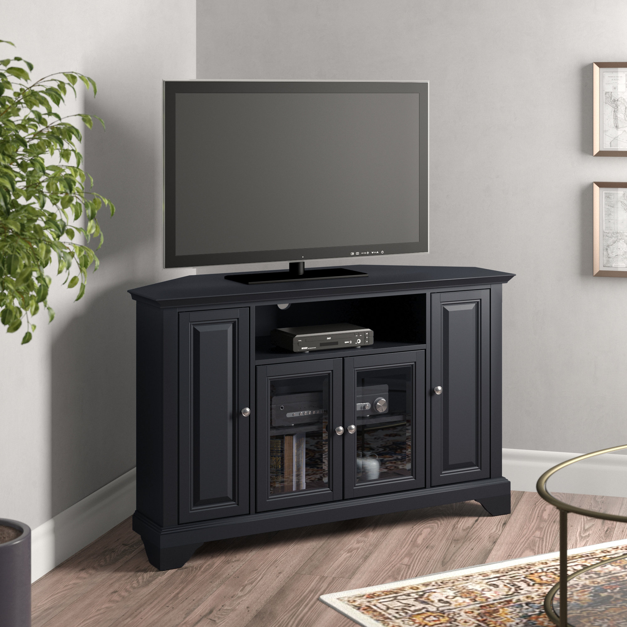 Three Posts™ Hedon Corner TV Stand for TVs up to 52 & Reviews | Wayfair