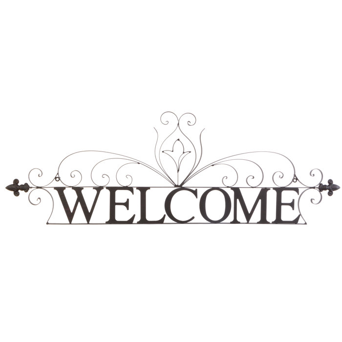 Gracie Oaks Nailwell Elegant Welcome Scroll Sign & Reviews | Wayfair