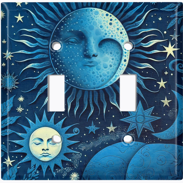 WorldAcc Astronomy Space Sun Stars Moon 2-Gang Toggle Light Switch Wall ...