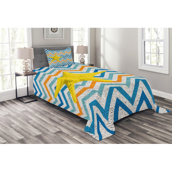 East Urban Home Blue/Yellow/Orange Bedspread | Wayfair.co.uk