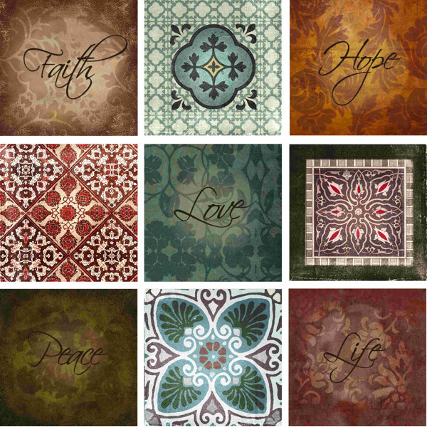 Bungalow Rose Inspirational Tile Pattern Square - Wrapped Canvas ...