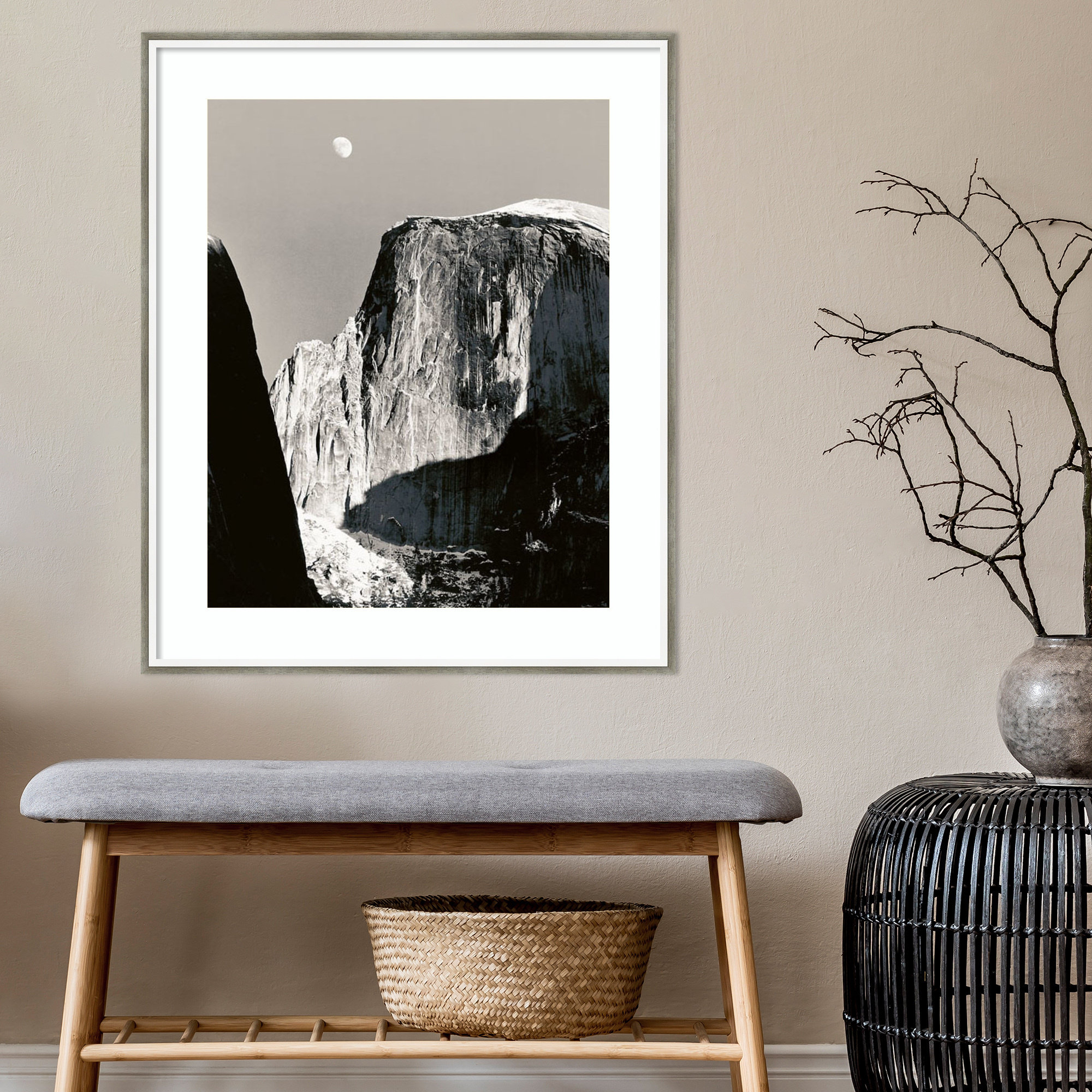 Loon Peak® Moon over Half Dome by Ansel Adams - Single Picture Frame ...