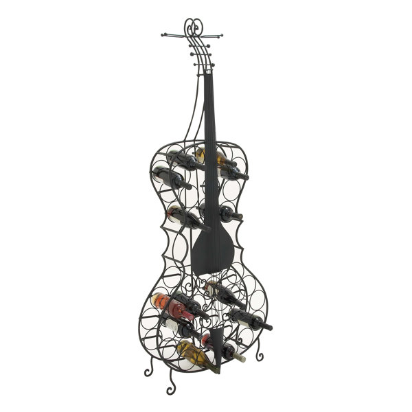 Fleur De Lis Living Black Metal Cello 26 Bottle Standing Wine Rack ...