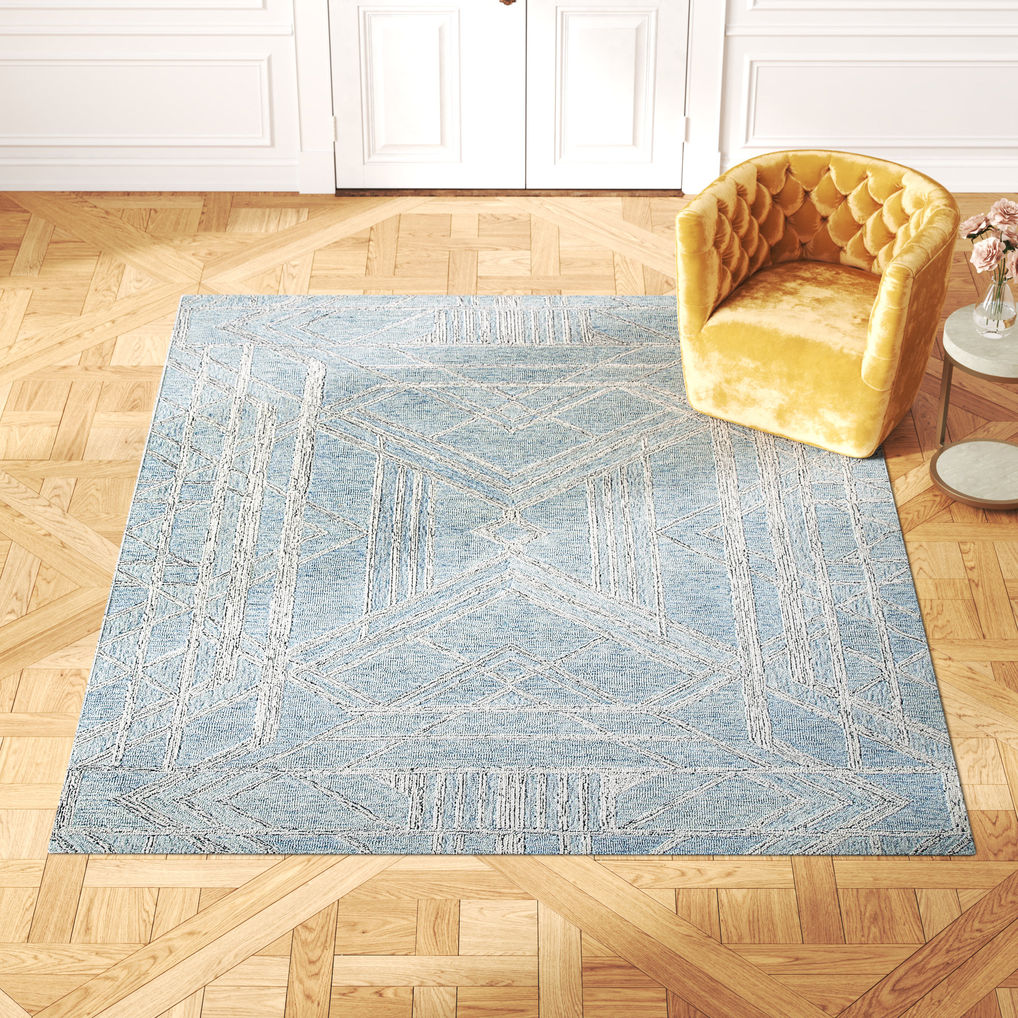 Etta Avenue™ Rosalind Geometric Handmade Tufted Wool and Cotton Light ...