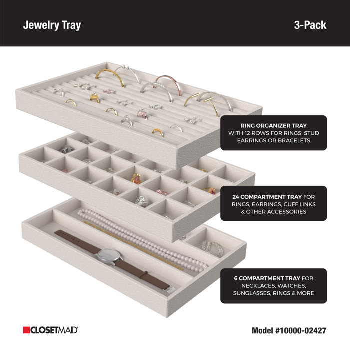 ClosetMaid 3 Piece Jewelry Organizer Tray Set & Reviews | Wayfair