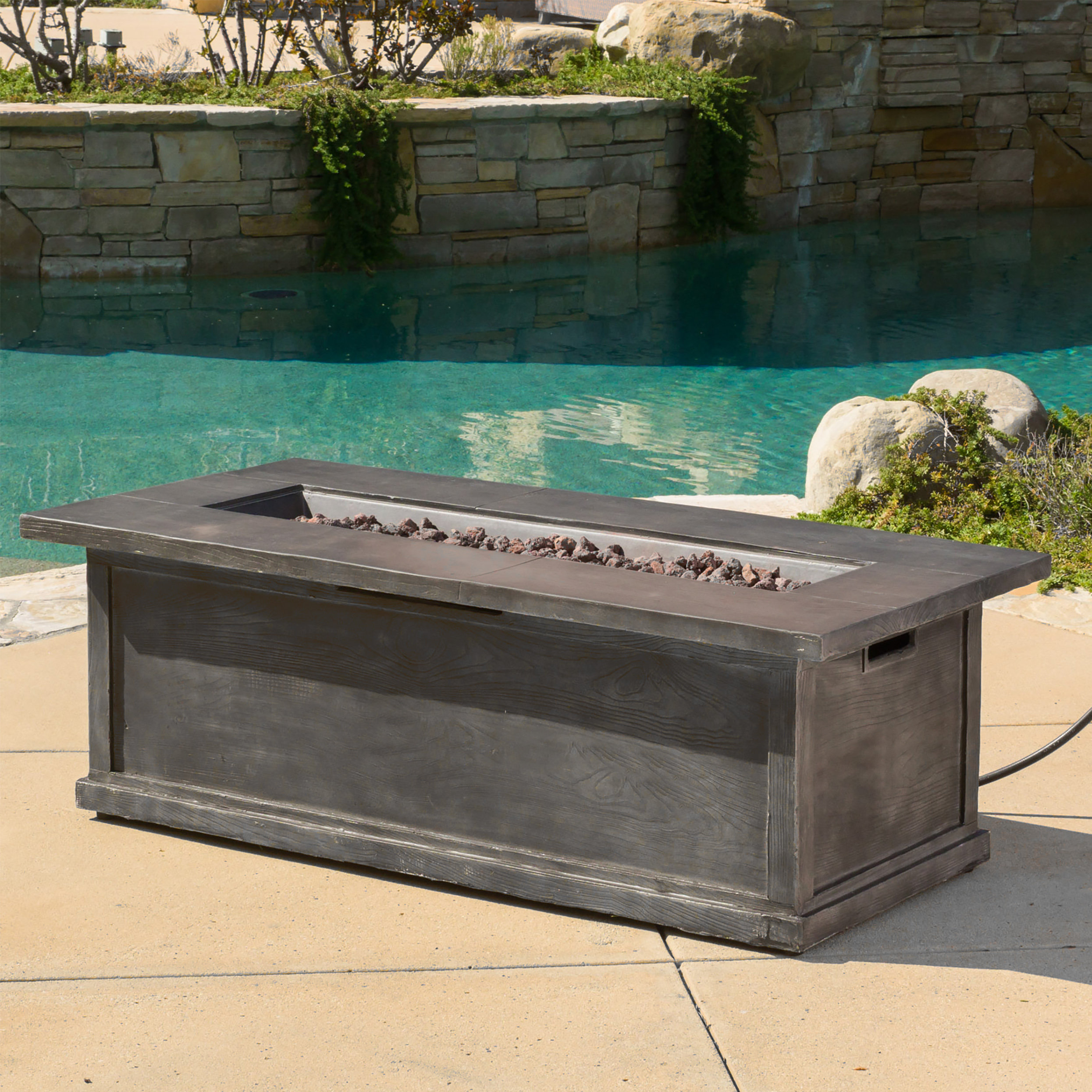 Loon Peak® Stacy 18'' H x 56'' W Propane Outdoor Fire Pit Table ...