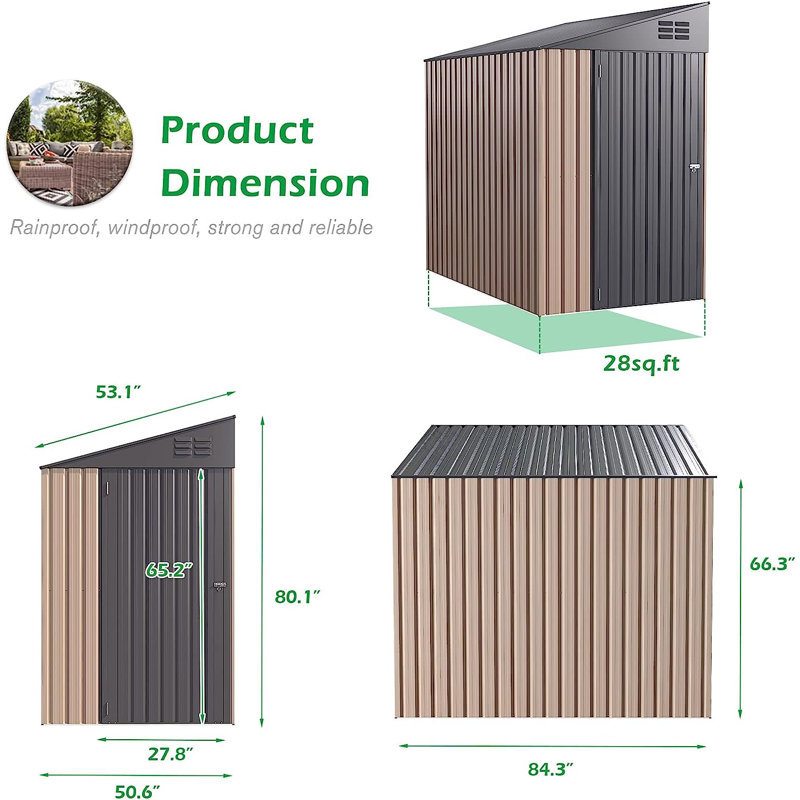 AECOJOY 4. ft. W X 7 ft. D Metal Lean-To Storage Shed & Reviews | Wayfair