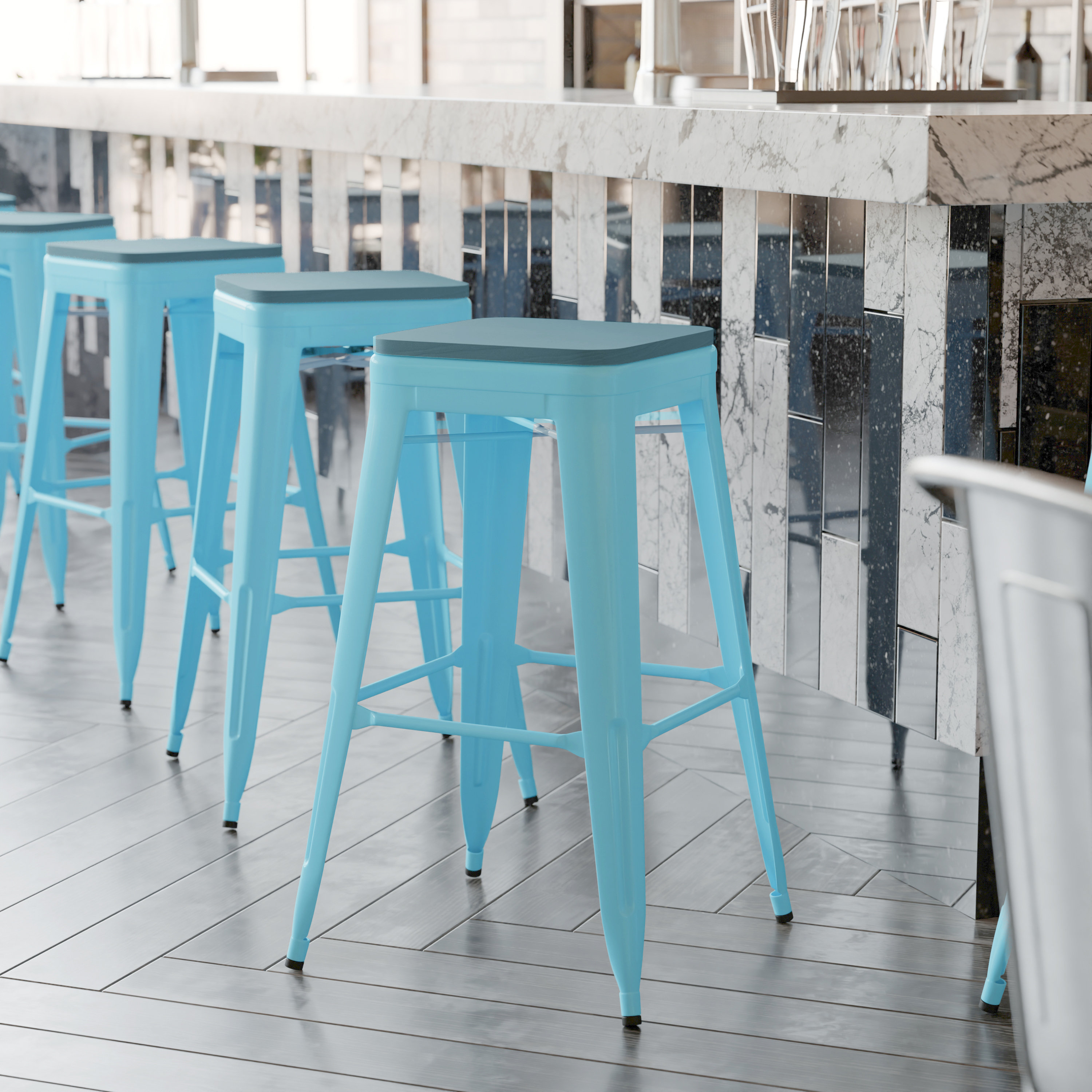 Williston Forge Bushea All-Weather Backless Commercial Bar Stool with ...