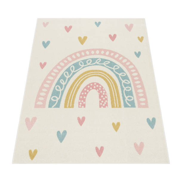 Paco Home Kids Rug With Rainbow And Hearts For Nursery In Pastel Colors ...