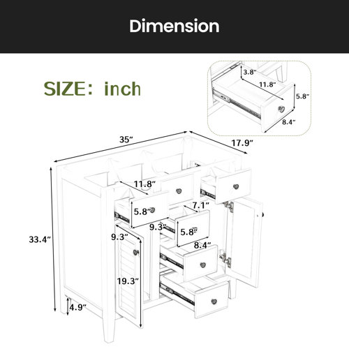 Magiccactus 35" Single Bathroom Vanity Base only | Wayfair