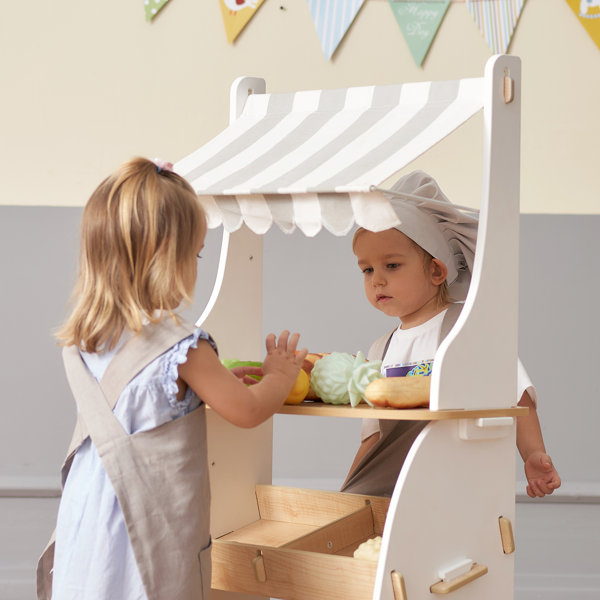 Hooga Kids Pretend Play Shop Wooden Market Stand Kitchen Set | Wayfair ...