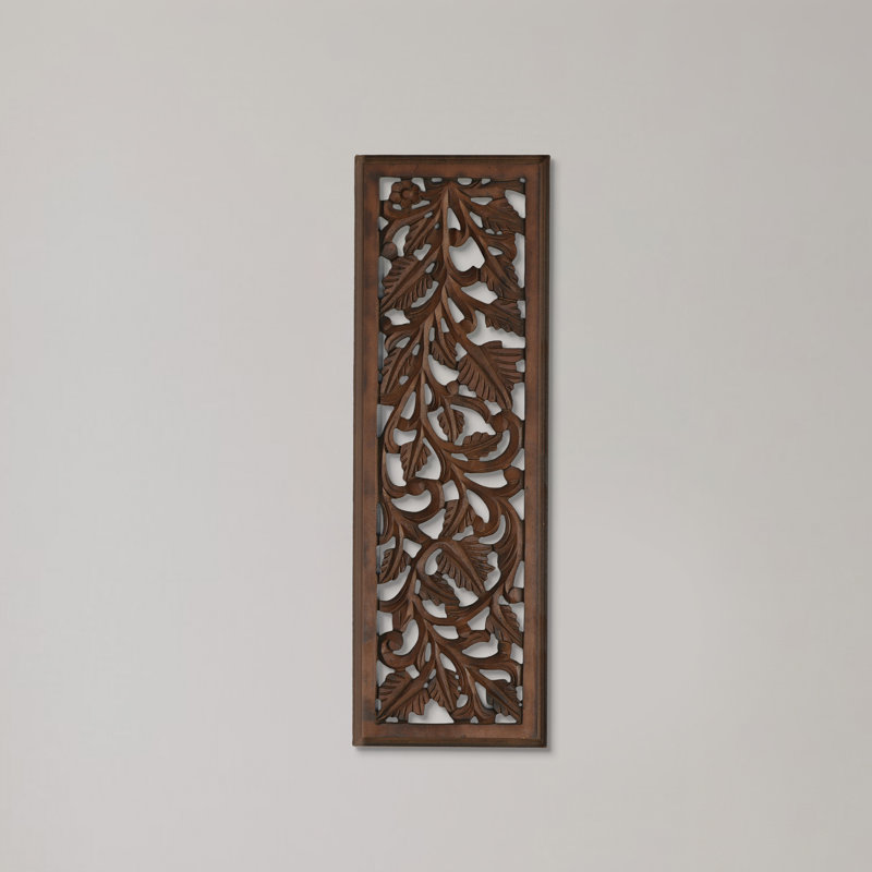 Alcott Hill® Mango Wood Panel with Leaves and Scroll Work Motif Wall ...